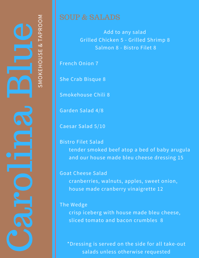 Menu - Carolina Blue